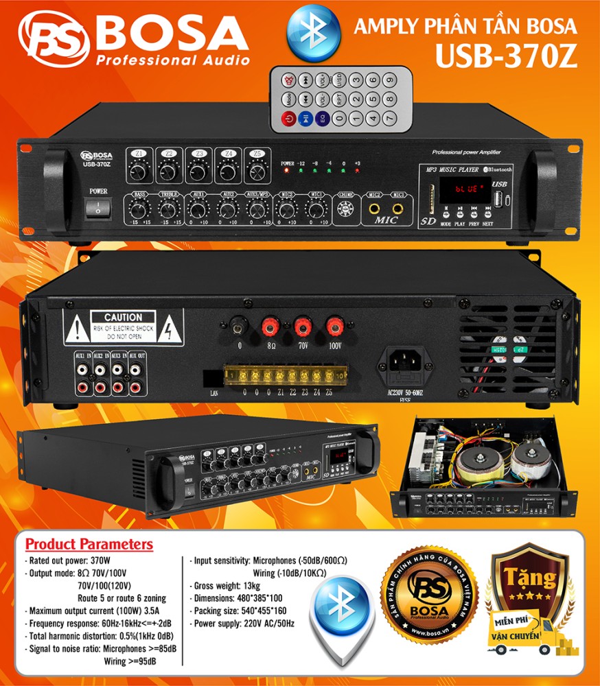 Amply phân vùng Bosa USB 370Z Remote