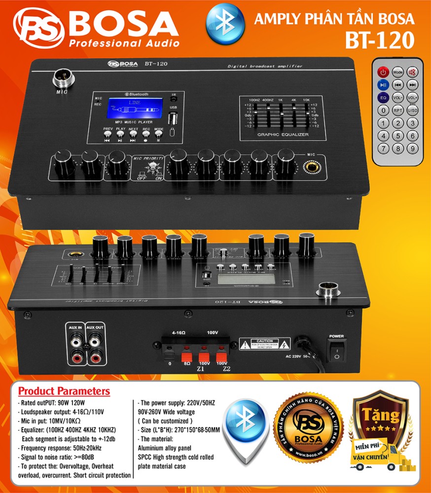 Amply phân vùng Bosa BT120 Remote