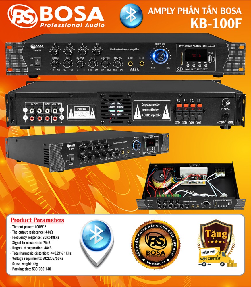 Amply phân vùng Bosa USB KB-100F